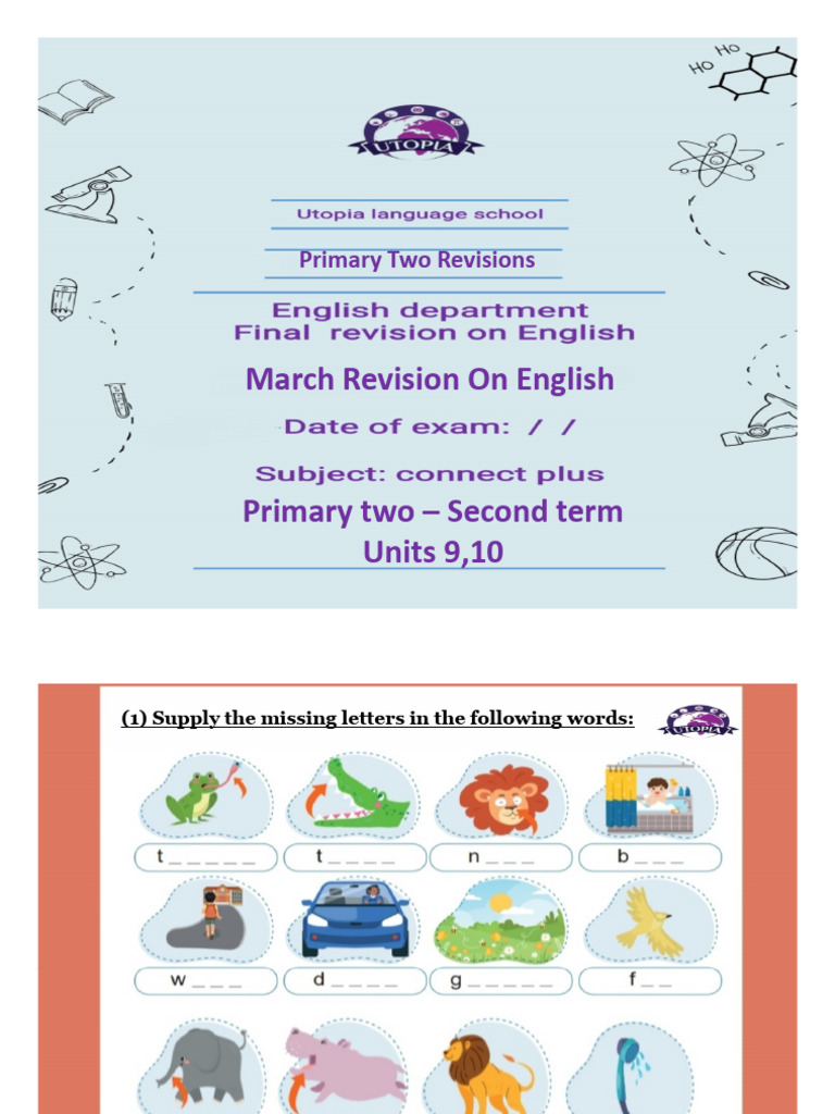 Connect Plus Primary Two Units 9,10 March Revision | PDF | Ivory | Elephant