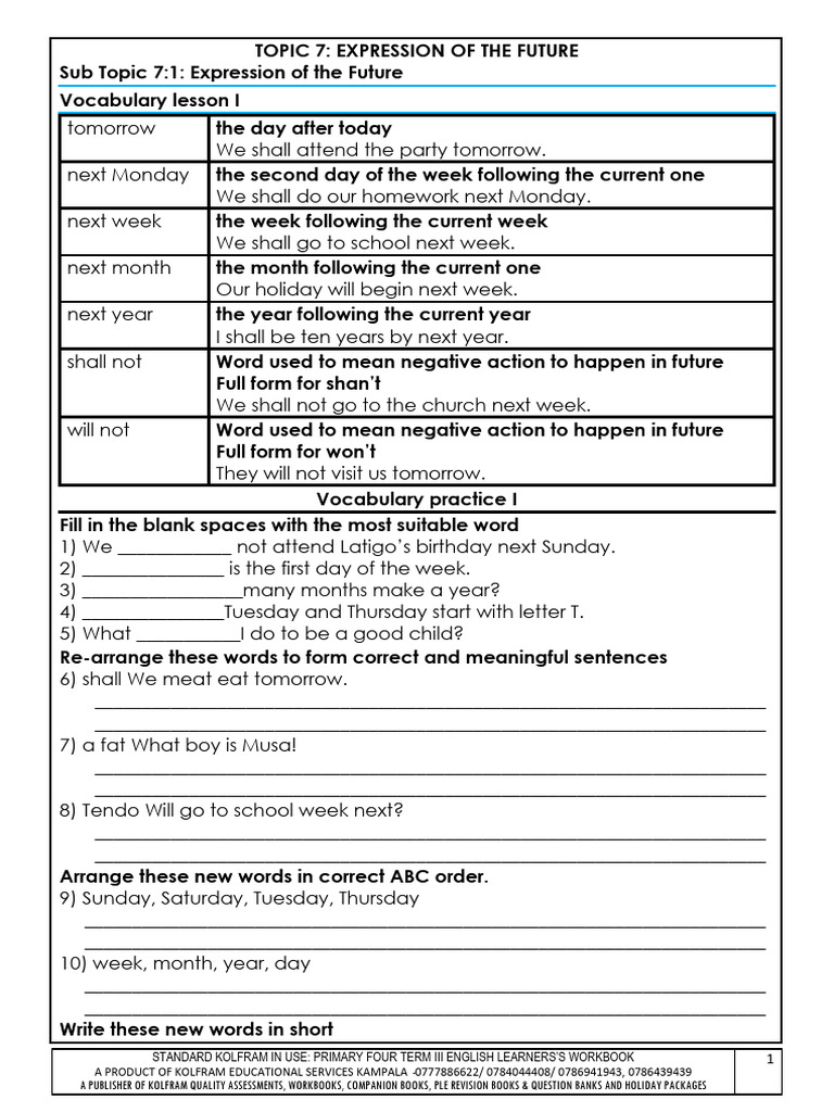 Standard Kolfram p4 Term III English Workbook-2 | PDF | Grammatical ...