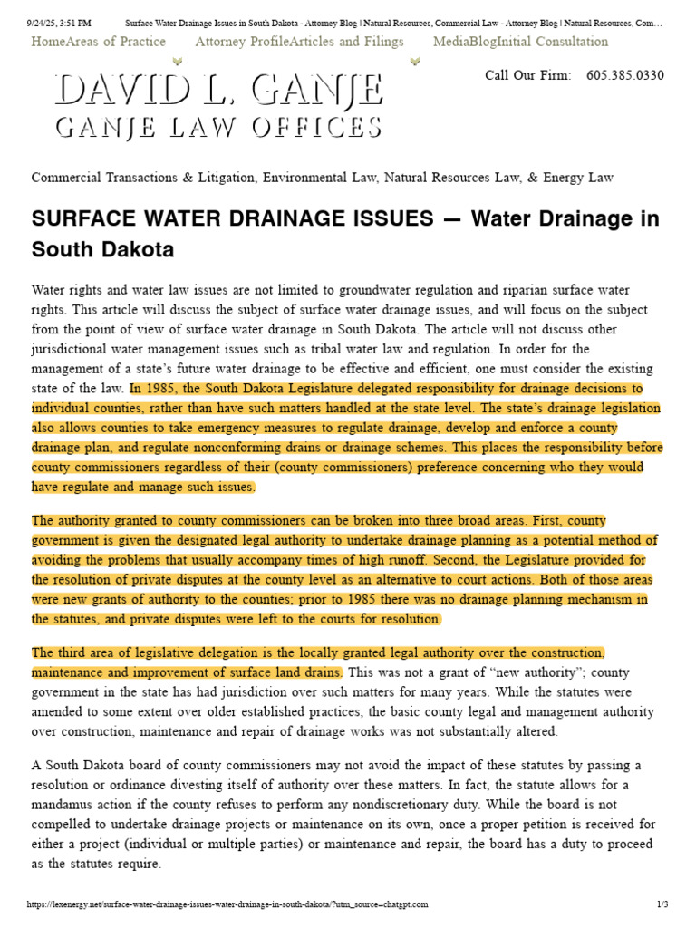 Surface Water Drainage Issues in South Dakota - Attorney Blog - Natural ...