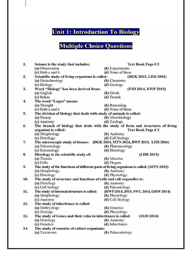 9th Biology Full Mcqs by Free | PDF
