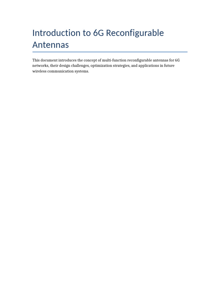 Introduction To 6G Reconfigurable Antennas | PDF