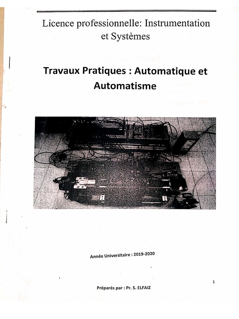 Tp Automatique Automatisme Lp Is 2019 2020 Pdf