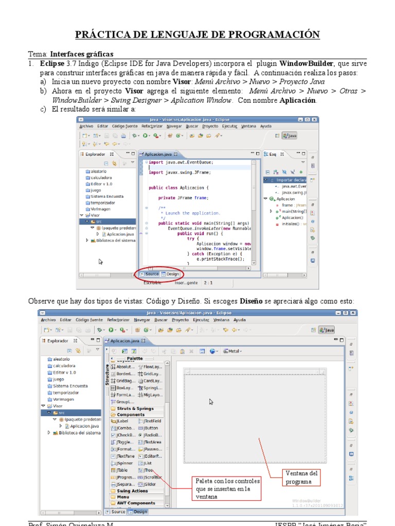 01 - Practica Lenguaje Programacion Window Builder | PDF | Java ...