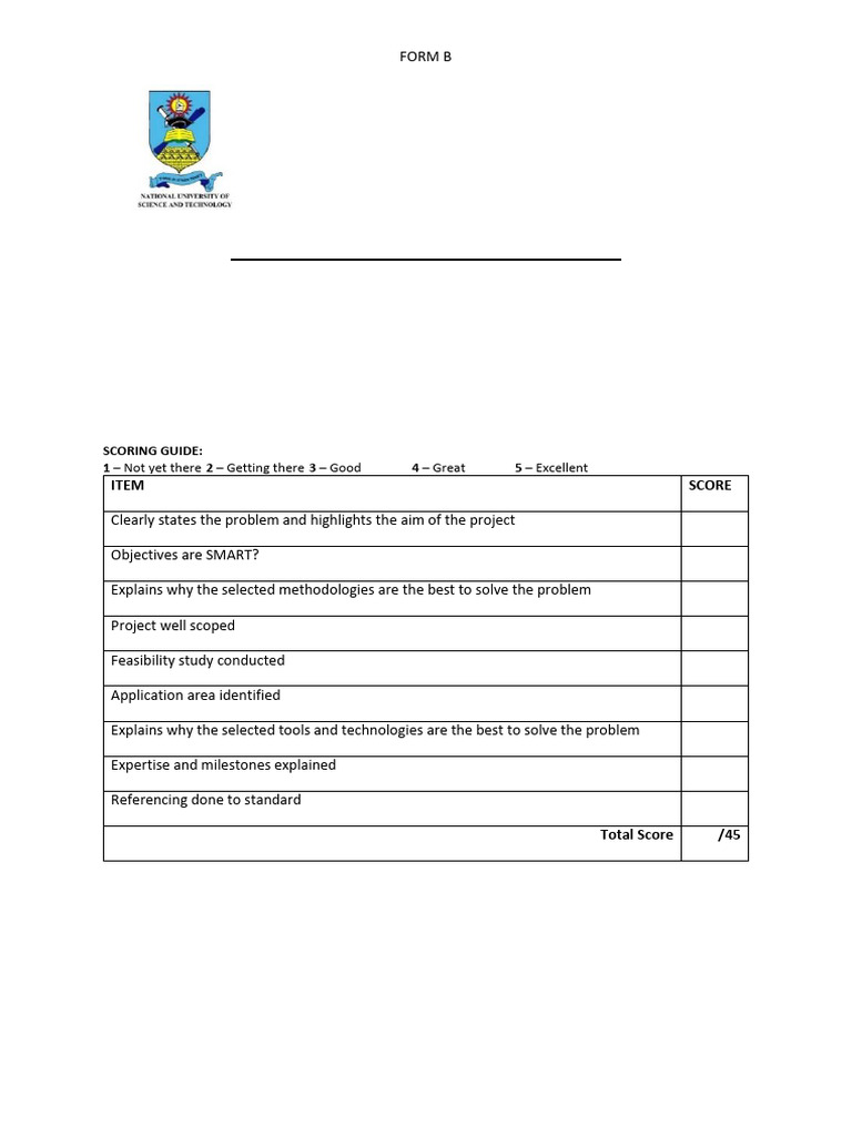 Final Year Project Proposal Evaluation Form | PDF