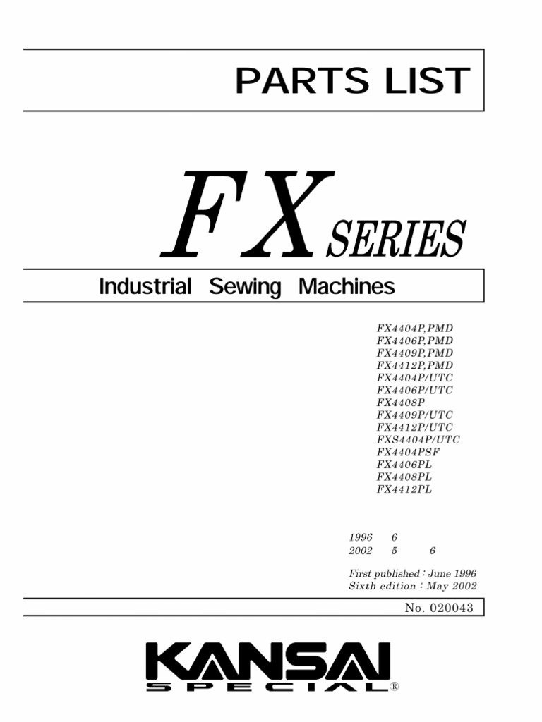 KANSAI FX4412P-UTC - MULTI-needle - Elasticator Parts Manual | PDF