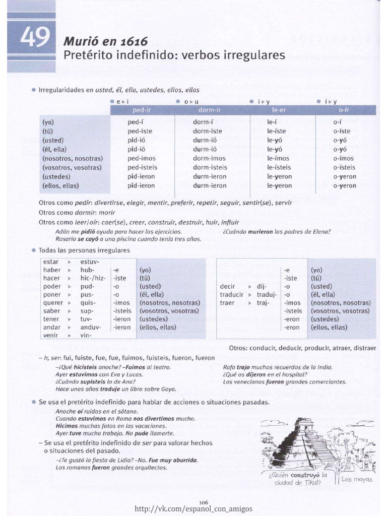 Pretérito Indefinido - Verbos Irregulares | PDF