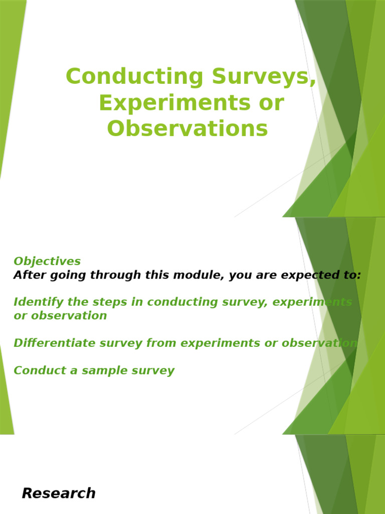 Conducting Survey Experiments or Observation in Eapp | PDF | Survey ...