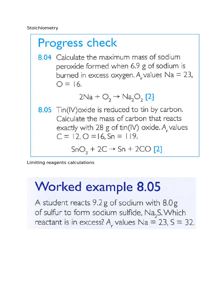 Ig 1 Stoichiometry Worksheet 2 | PDF