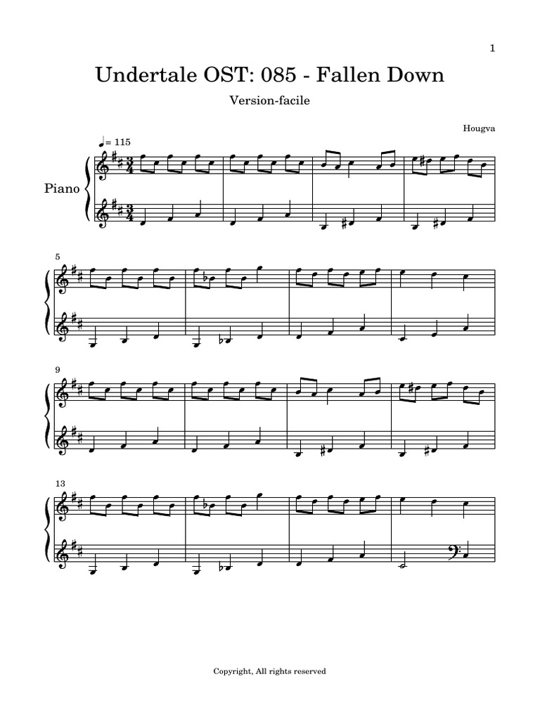Fallen Down Piano Sheet Music | PDF