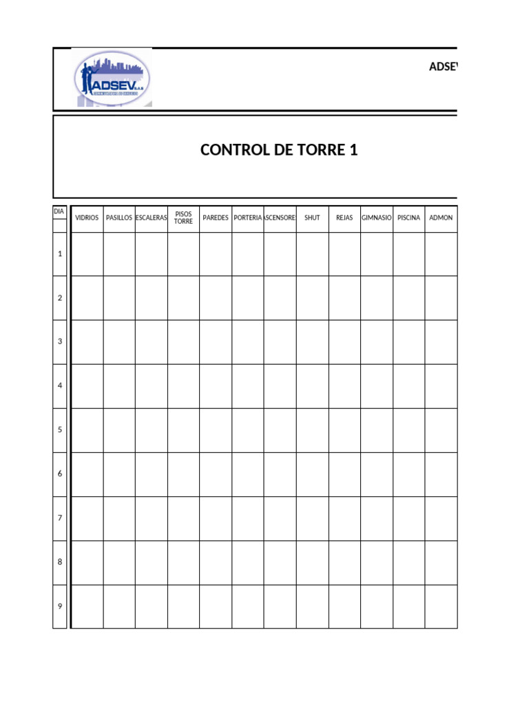 Modelo Formatos Control Aseo | PDF