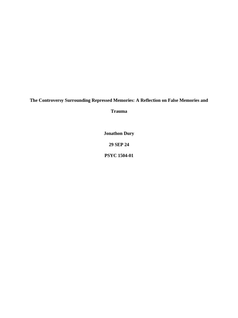 Repressed Memories: Truth vs. Falsehood | PDF | Psychological Trauma ...