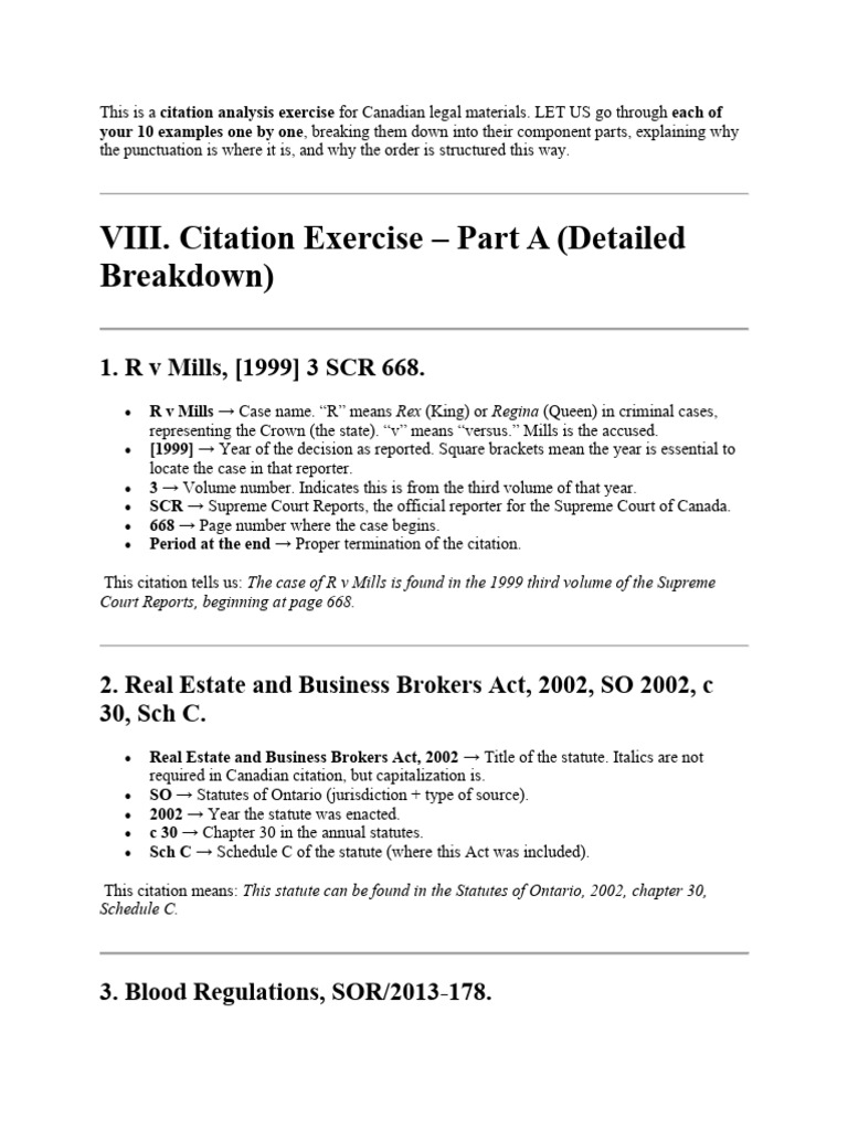 This Is A Citation Analysis Exercise For Canadian Legal Materials | PDF ...