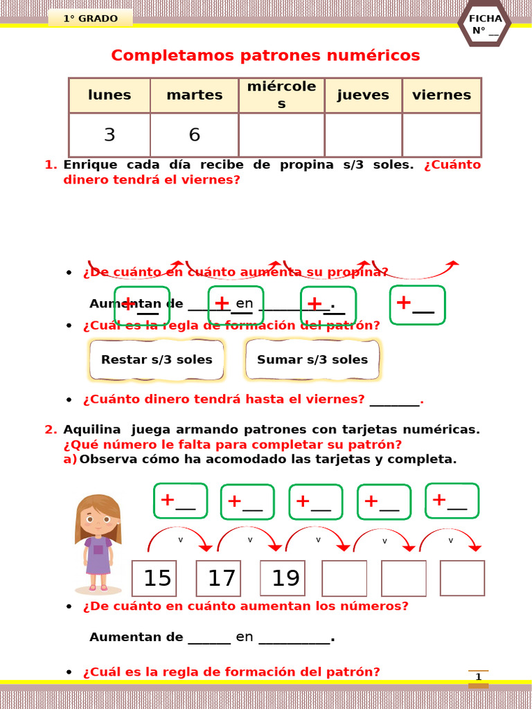 Patrones Numéricos para 1° Grado | PDF