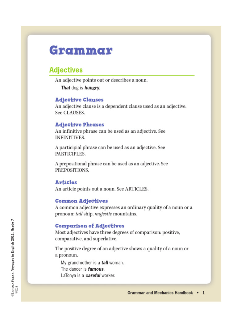 Grade 7 Adjective and Adverb Guide | PDF | Adverb | Adjective