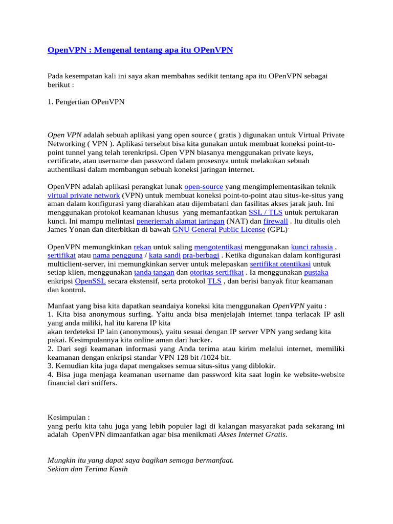 OpenVPN Mengenal Tentang Apa Itu OPenVPN | PDF