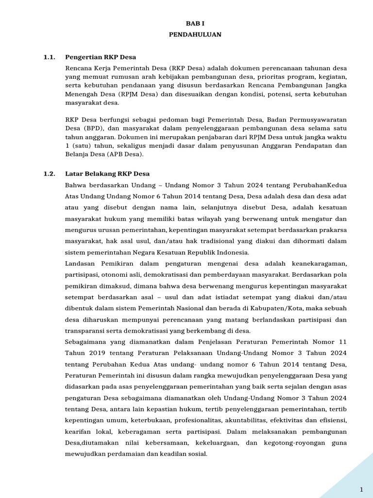 Contoh Dokumen RKP Desa Tahun 2026 | PDF