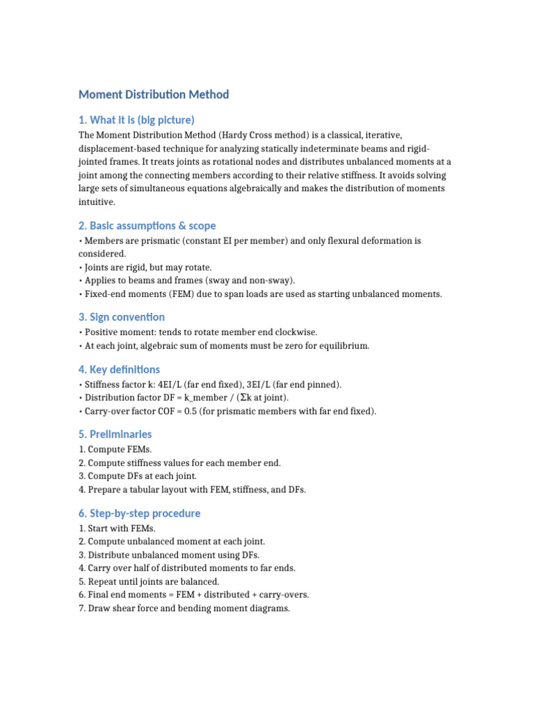 Moment Distribution Method | PDF | Mechanical Engineering | Applied And Interdisciplinary Physics