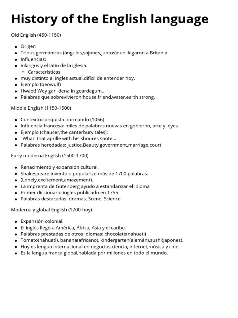 History of The English Lenguaje - 20250918 - 223700 - 0000 | PDF