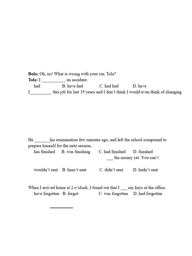 English Practice Questions (Tense) | PDF | Chess Theory
