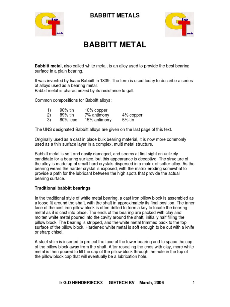 Babbit Metal | PDF | Atoms | Chemical Substances
