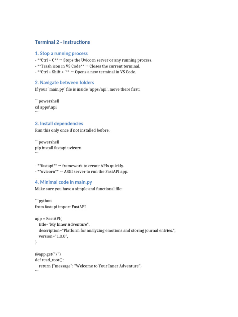 FastAPI Setup and Usage Guide | PDF