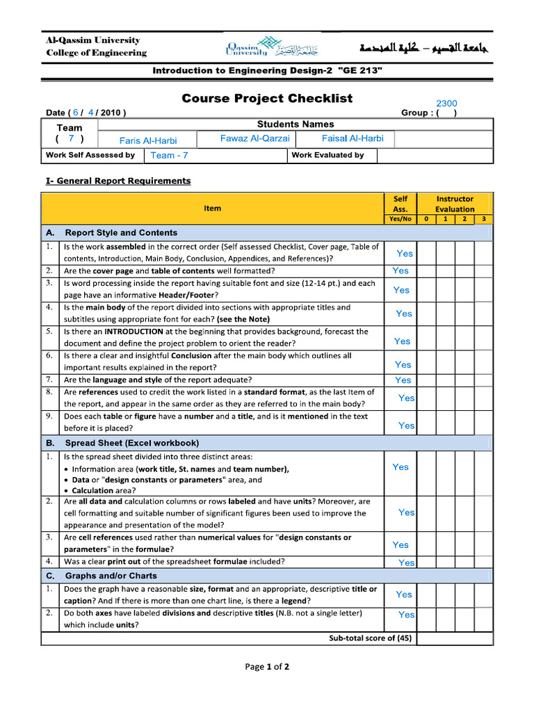 Project Checklist | PDF