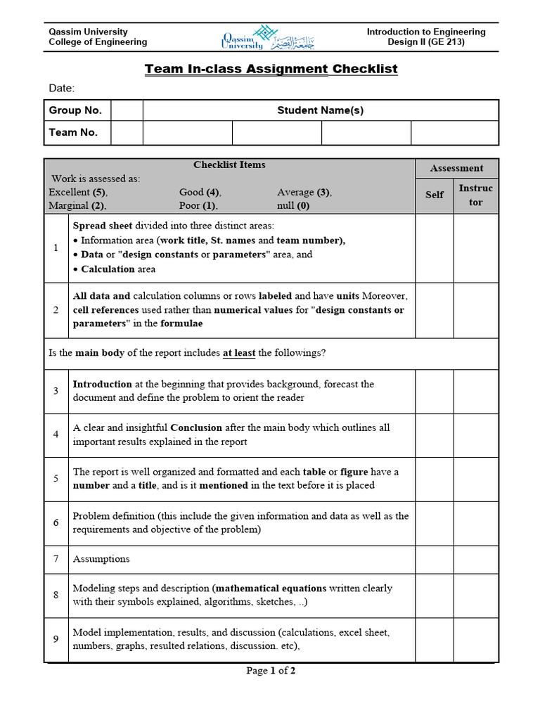 In Class Team Assignment 5-462 - Checklist | PDF | Theoretical Computer ...