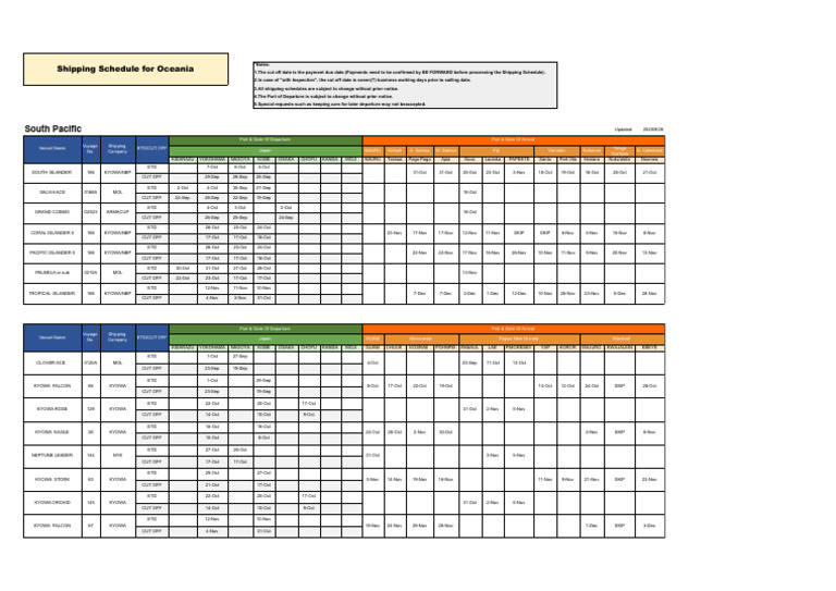 2025 Lutheran Shipping Schedule | PDF | Water Transport | Shipping