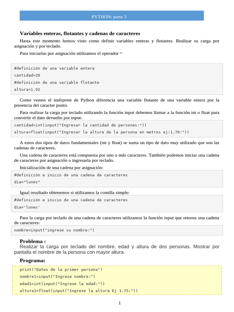 Python 3 - Variables | PDF | Cadena (informática) | Python (lenguaje de ...
