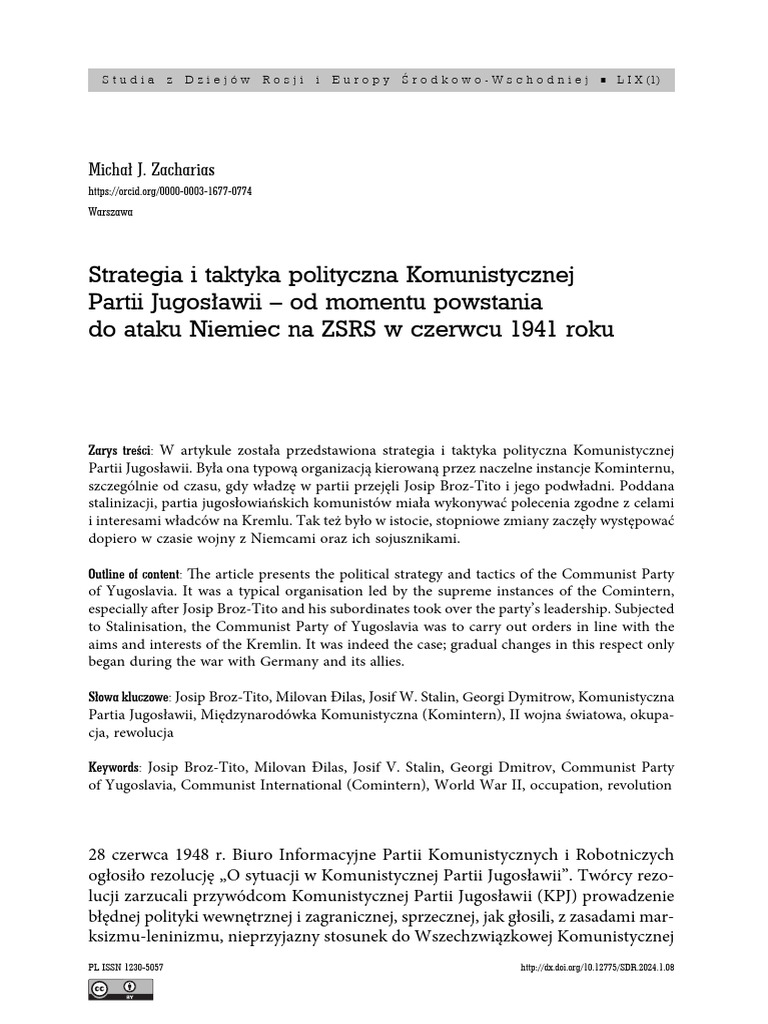 Strategia I Taktyka Polityczna Komunistycznej Partii?Jugosławii? - Od ...