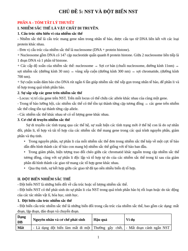 Cđ 5. Nst Và Đột Biến Nst | PDF