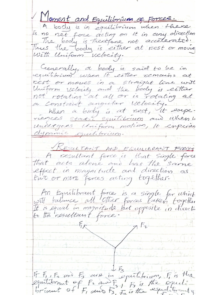 Moment and Equilibrium of Forces | PDF