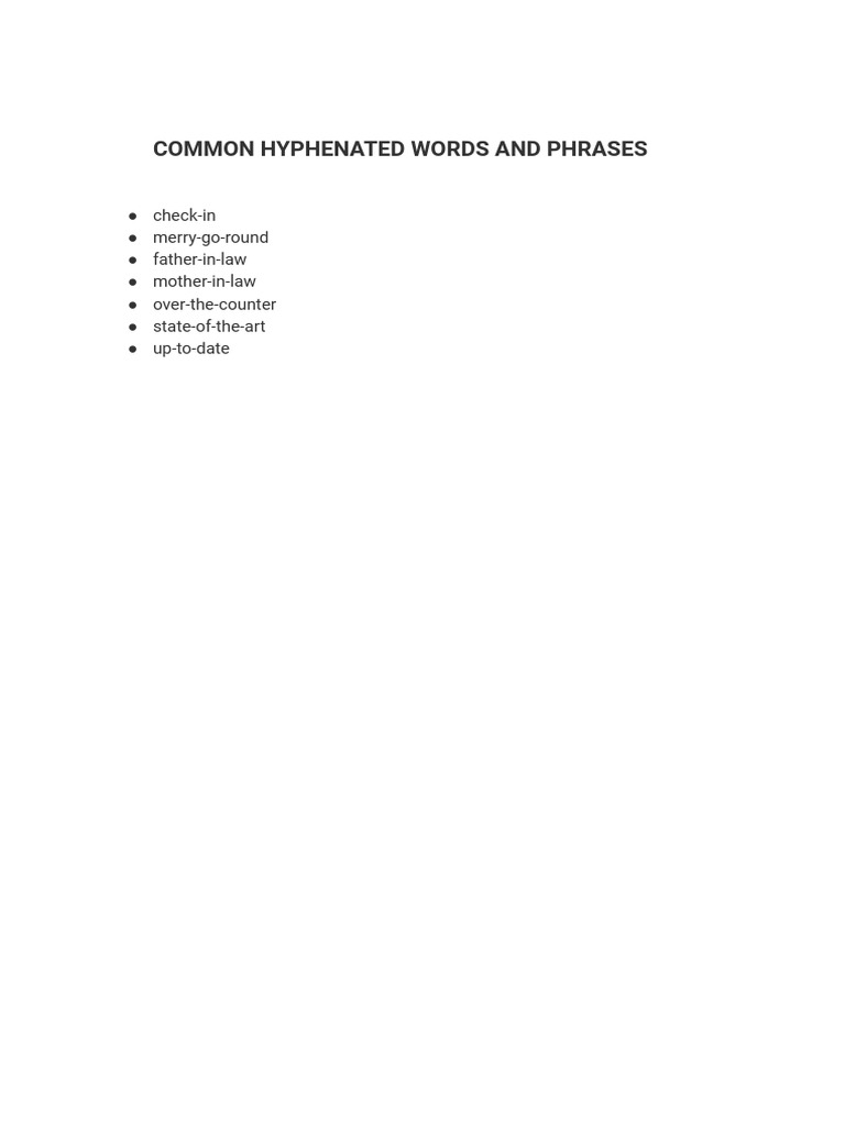 Common Hyphenated Terms | PDF