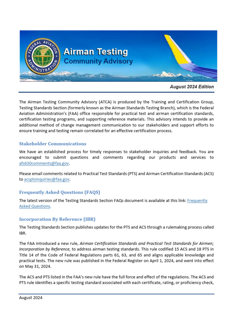 Community Advisory August 2024 | PDF | Federal Aviation Administration