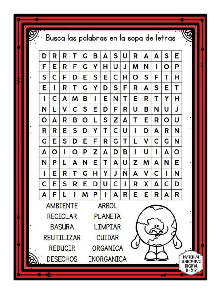 Sopa de Letras Reciclaje | PDF