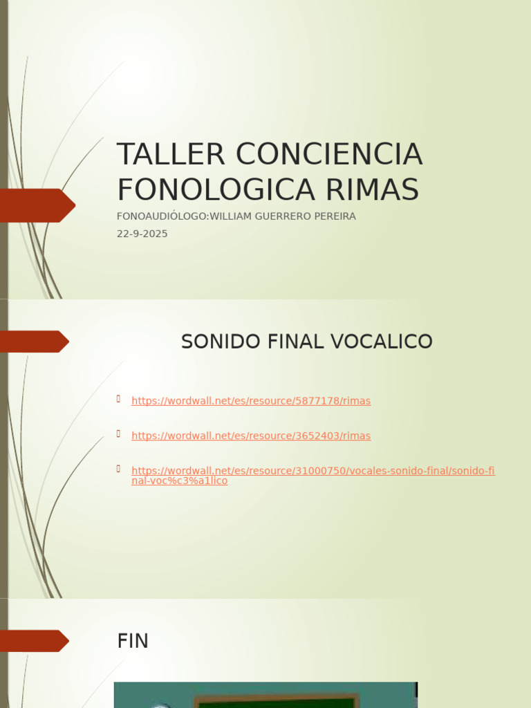 Taller Conciencia Fonologica Rimas | PDF