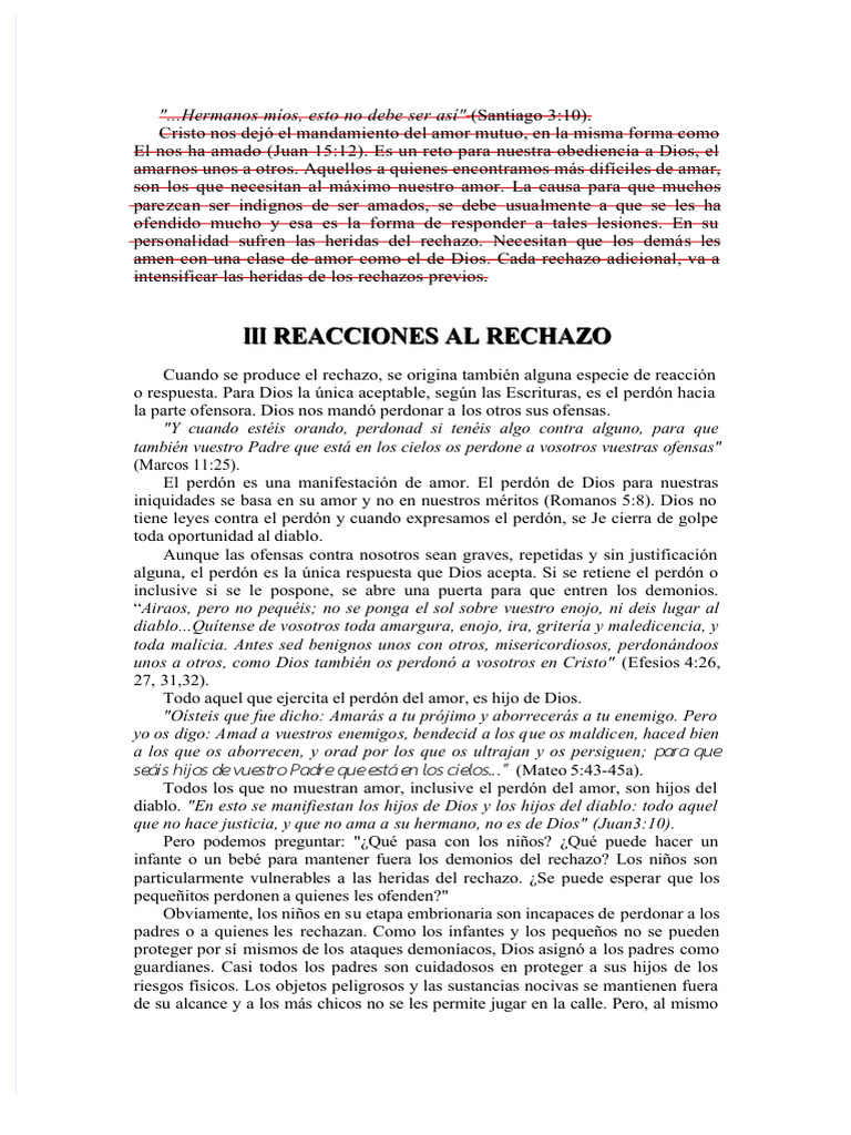 3 Reacciones Al Rechazo | PDF | Amor | Pecado