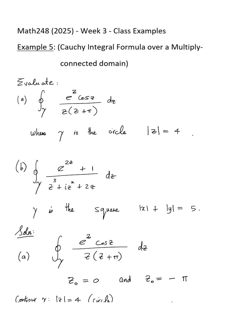 Week 3 - Example 5 - Cauchy Integral Formula | PDF