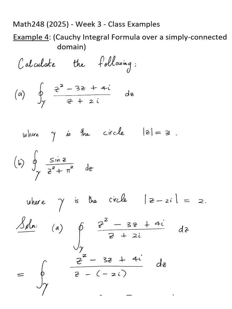 Week 3 - Example 4 - Cauchy Integral Formula | PDF