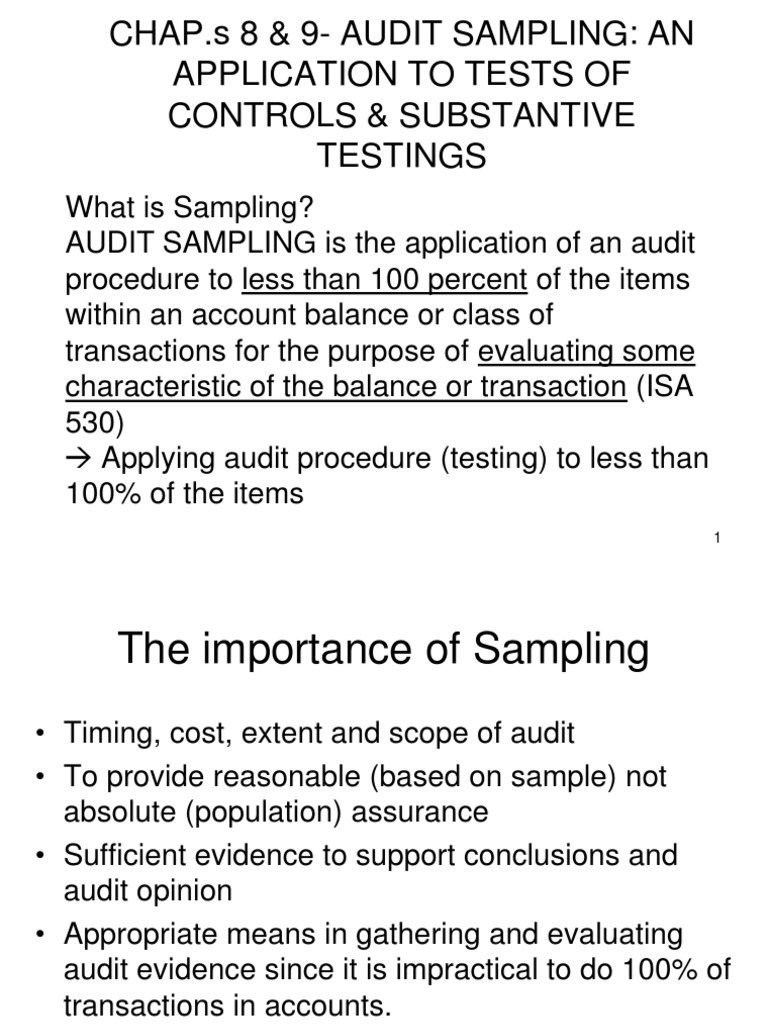 Chap.S 8 & 9-Audit Sampling: An Application To Tests of Controls ...