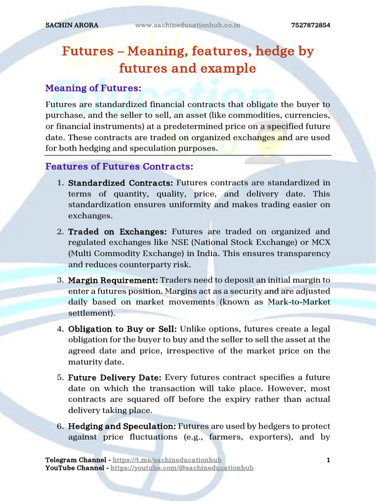 Understanding Futures Contracts and Hedging | PDF | Futures Contract ...