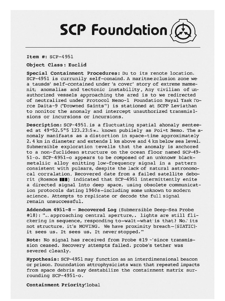 SCP-4951 Point Nemo | PDF