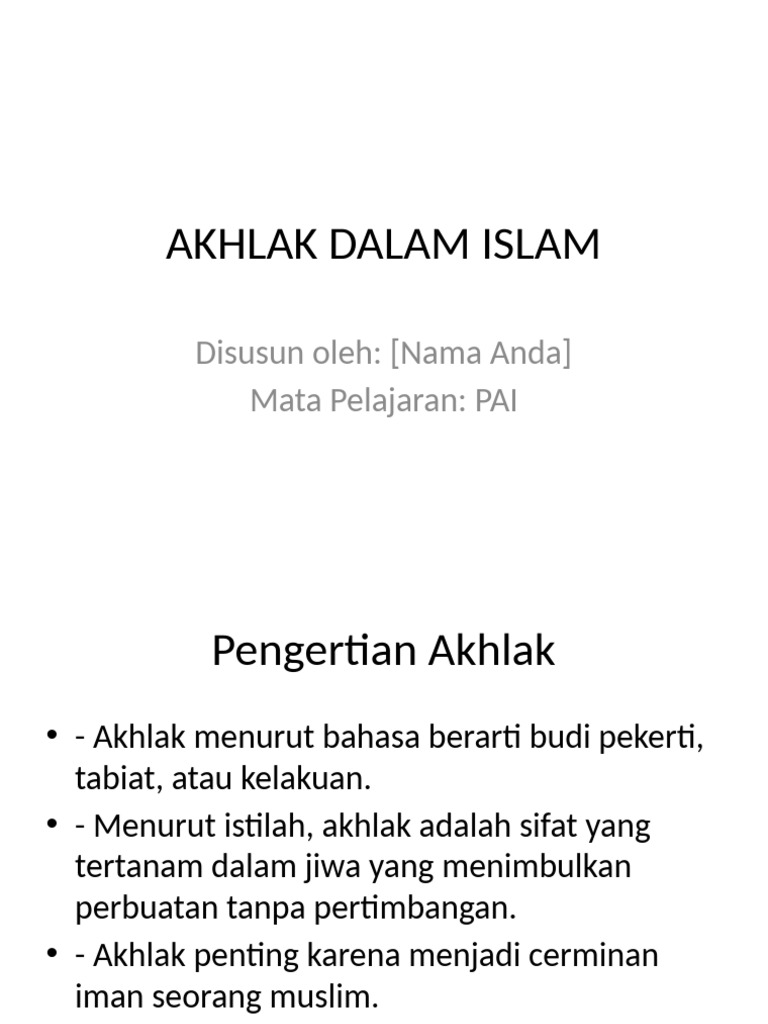 Materi Akhlak Islam-1 | PDF