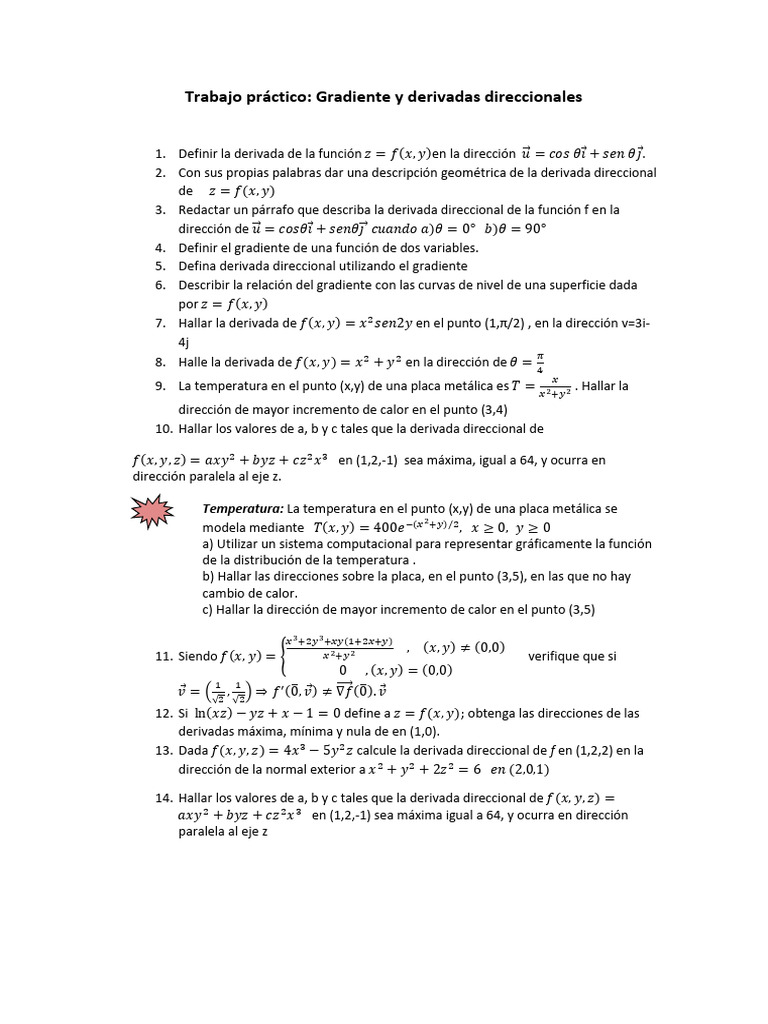 Derivadas Direccionales y Gradiente | PDF | Degradado | Análisis matemático