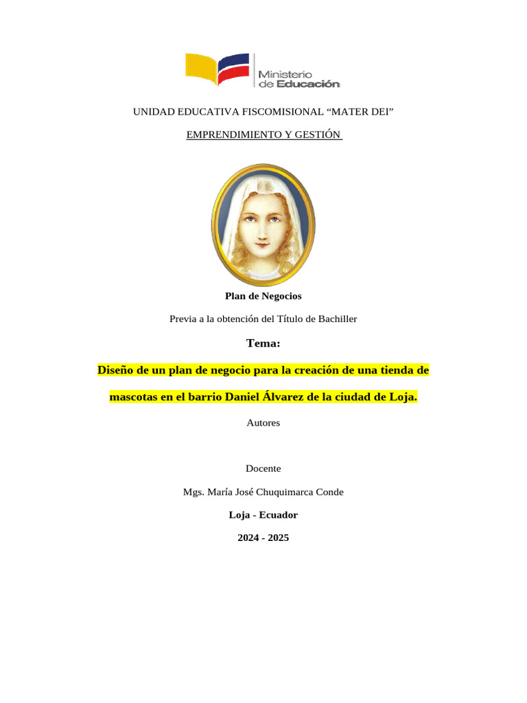 PG Esquema - Plan de Negocios 2024-2025 | PDF | Investigación de mercado | Metodología de encuesta