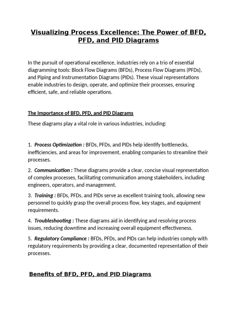 Visualizing Process Excellence The Power of BFD, PFD and PID Diagrams ...