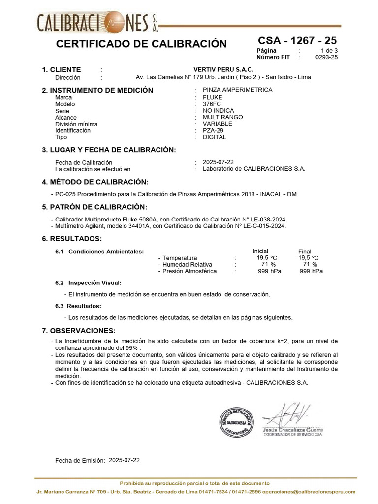 Csa-1267-25 Pinza Amperimetrica Fluke 376fc - Pza-29 - Vertiv | PDF ...