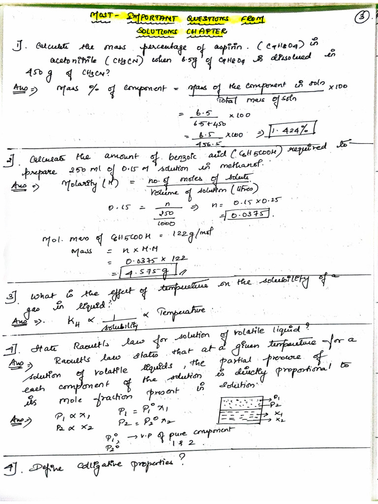 Solutions - Imp Questions | PDF