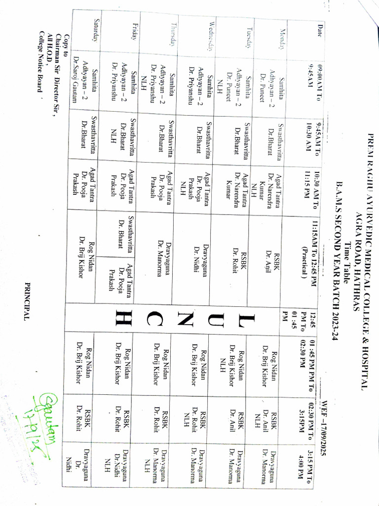 2023-2024 New Time Table | PDF