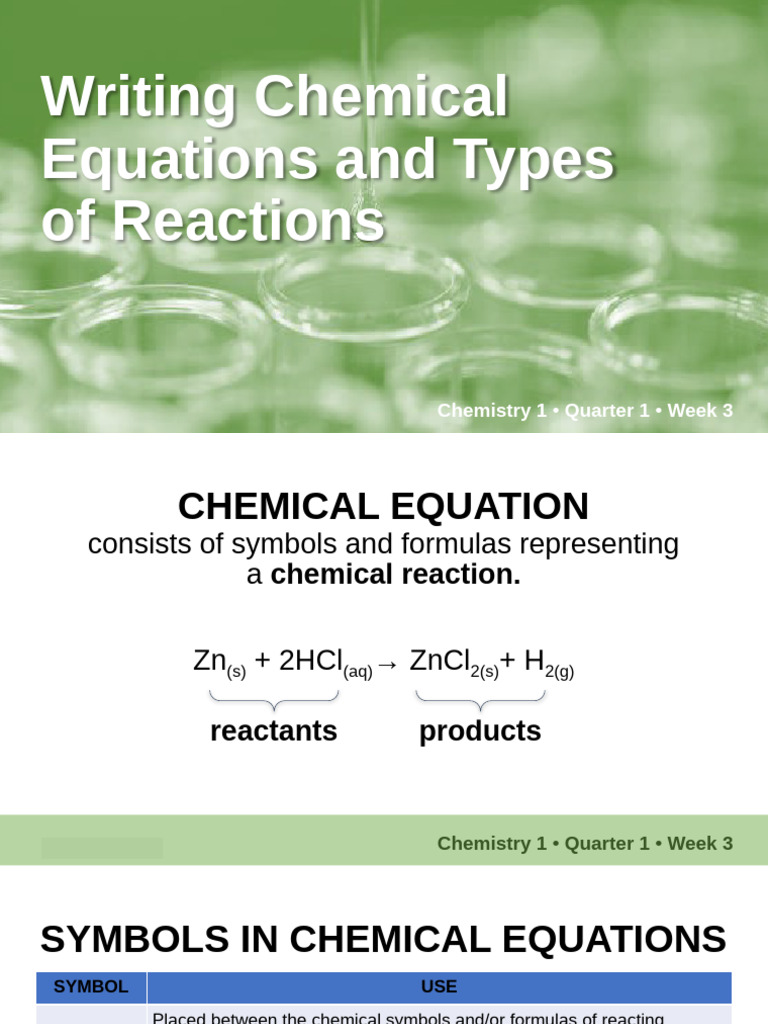 Writing Chemical Equations & Reactions | PDF | Chlorine | Hydroxide